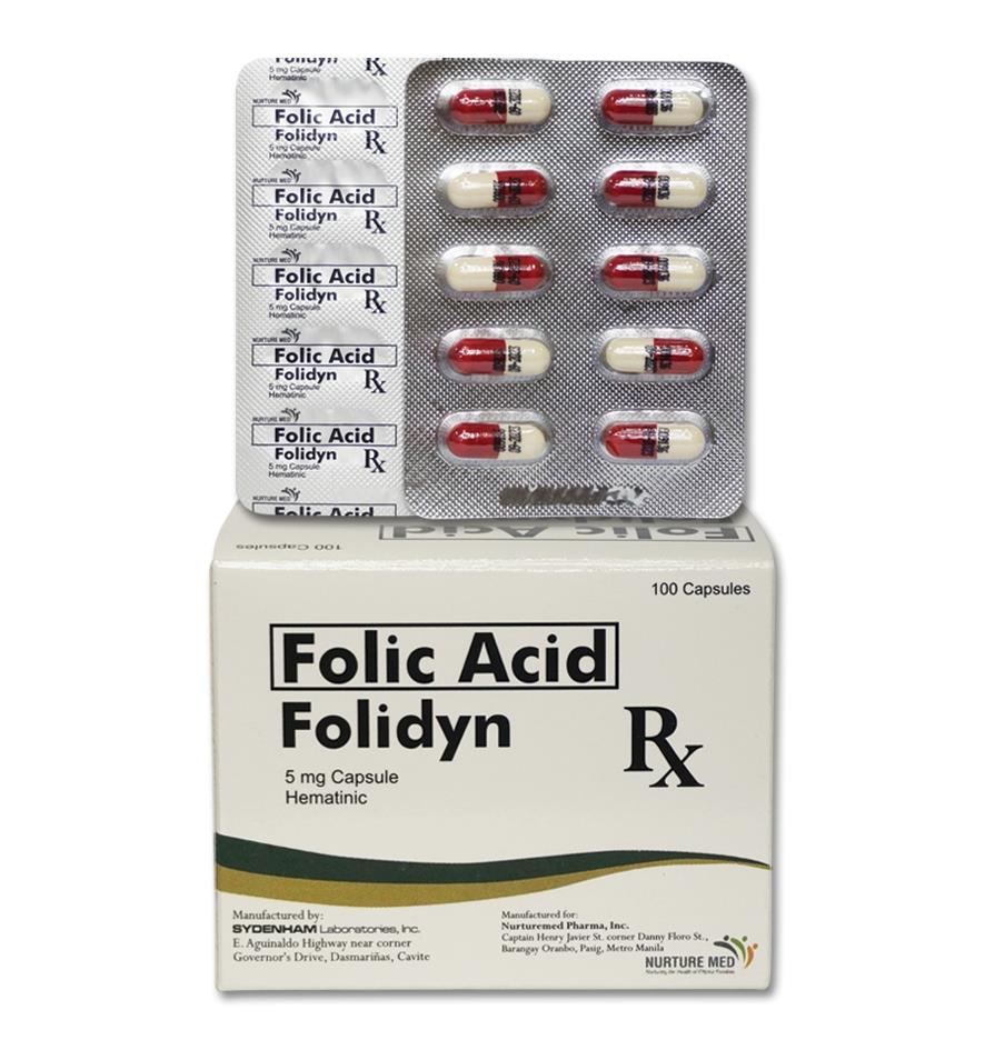 FOLIDYN Folic Acid 5mg Tablet 1's price in the Philippines | MedsGo ...